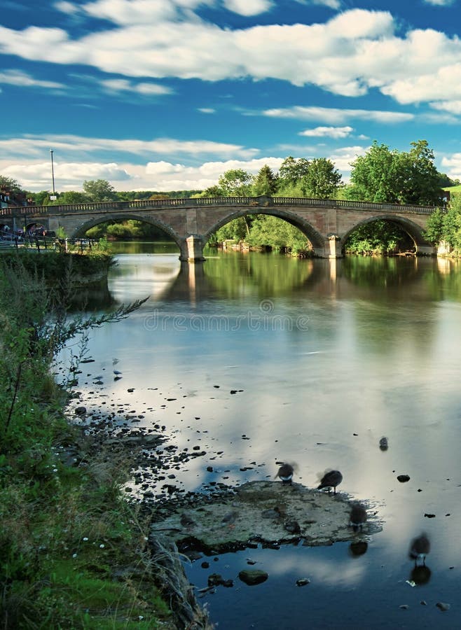 Vertical Shot of the Bewdley Bridge Over the River Severn with Long ...