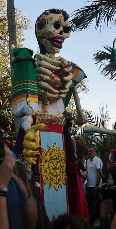 Vertical Shot of a Big Skeleton during the Day of the Dead Celebration ...