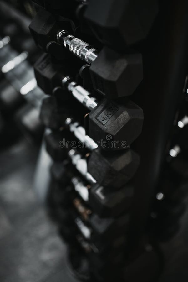 Vertical Shot of Black Dumb-bell Stock Image - Image of strong ...