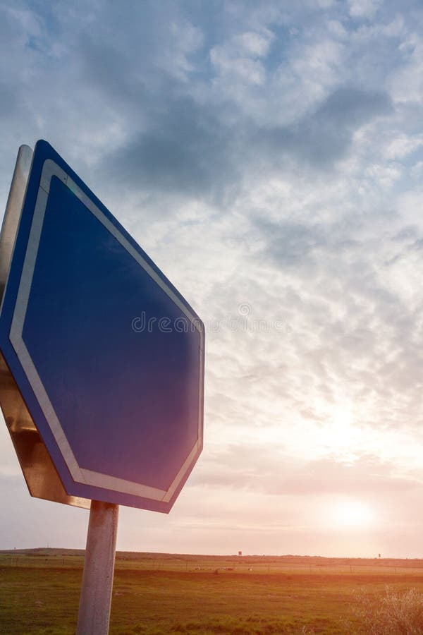 Vertical Shot of a Blue Blank Traffic Sign on a Road Stock Image ...