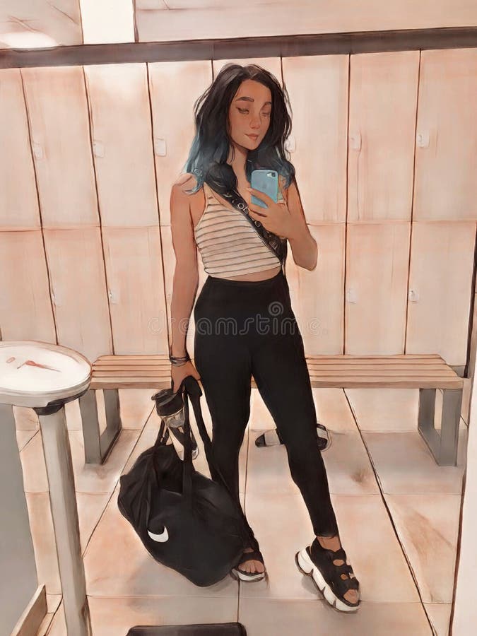 Vertical Shot of a Blue-haired Gym Girl Character with an AI Filter ...