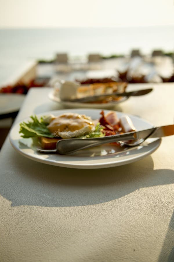 Vertical Shot of a Breakfast Plate with Delicious Eggs Benedict Stock ...