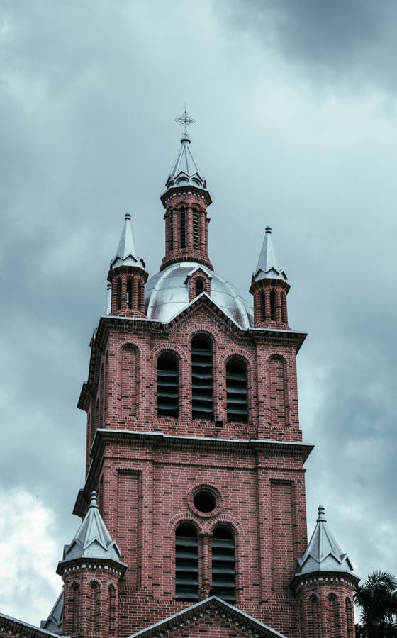 Vertical Shot of a Brick Wall Church Stock Image - Image of saint ...
