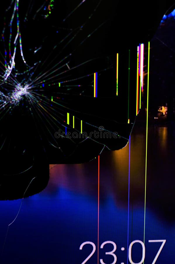 Vertical Shot of a Broken and Non-working Screen of an Electronic ...