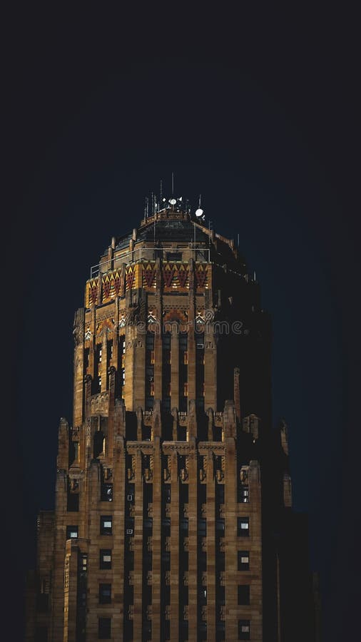Vertical Shot of the Buffalo City Hall at Night, USA Editorial Stock ...