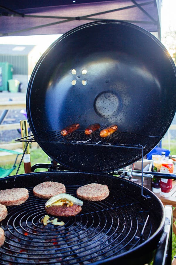 Vertical Shot of Burgers Cooking on a BBQ Stock Image - Image of grill ...