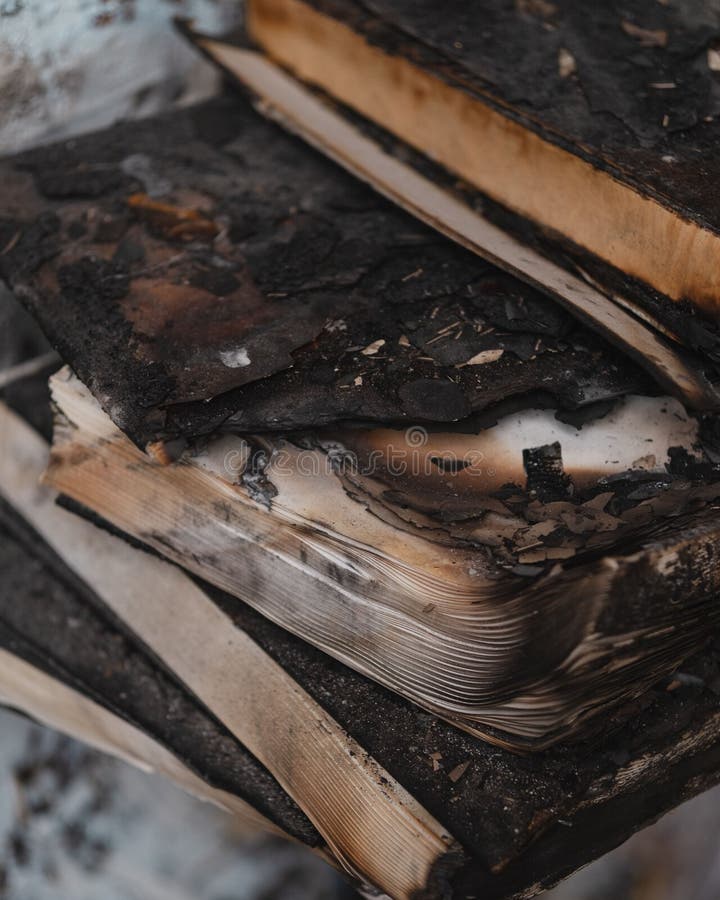 Vertical Shot of Burnt Books Stock Image - Image of texture, vintage ...