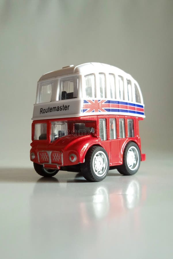 Vertical Shot of a Bus Toy with the Flag on the United Kingdom on Its ...