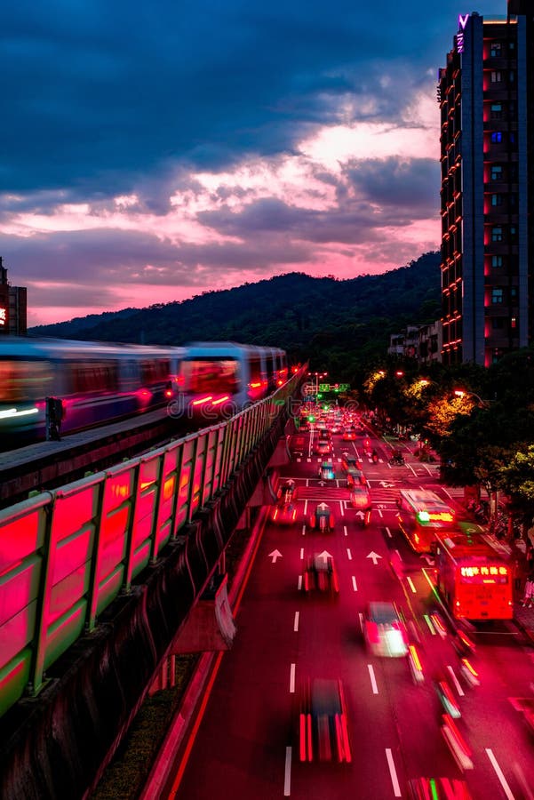 Vertical Shot of Busy Vehicles on the Road at Night Stock Photo - Image ...
