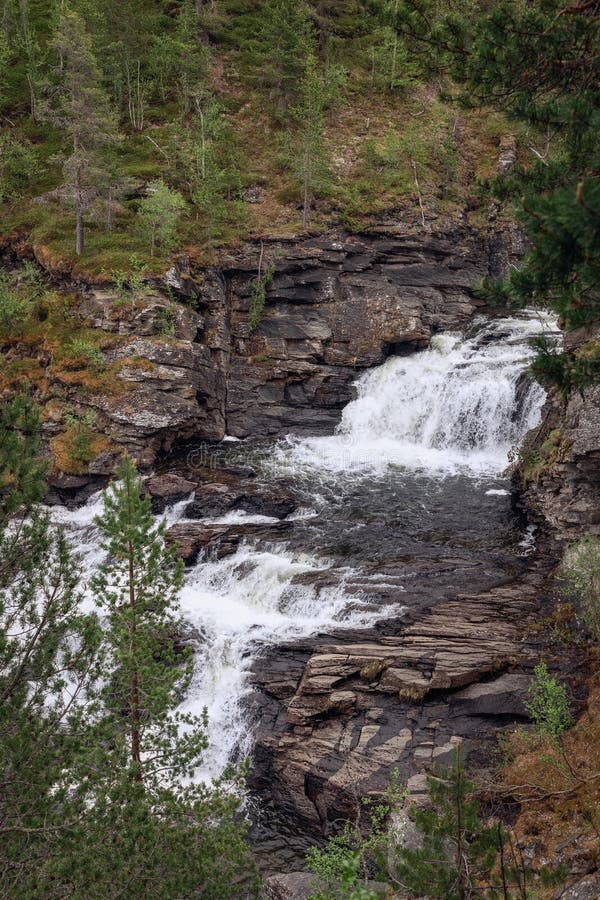A Vertical Shot Capturing the Dynamic Cascades of the Orkla River ...