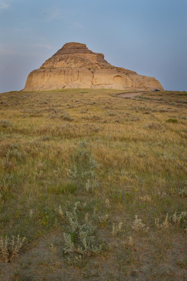 Castle Butte in Big Muddy Valley Stock Image - Image of green, valley ...