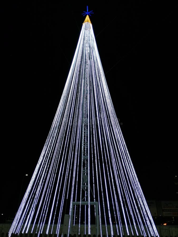 Vertical Shot of a Christmas Tree Made of Lights Stock Photo - Image of ...