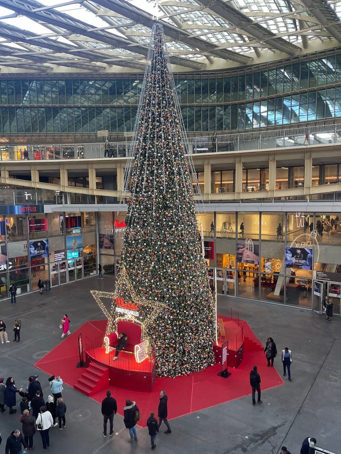 Vertical Shot of the Christmas Tree in the Mall Editorial Stock Photo ...