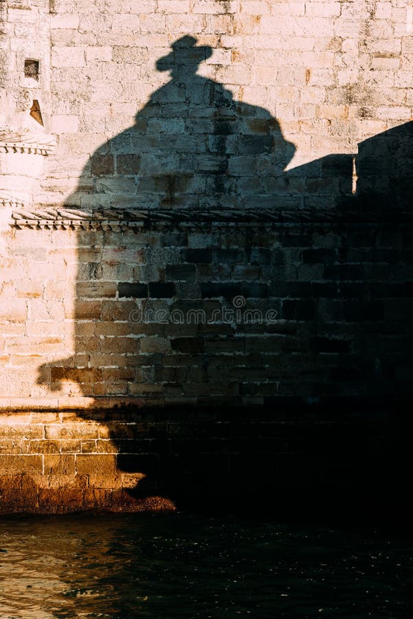 Vertical Shot of the Church Dome Shadow on the Stone Wall. Stock Photo ...