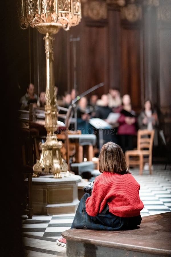Vertical Shot of the Church Interior Stock Image - Image of columns ...