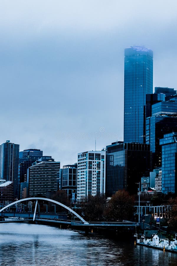 Vertical Shot of a City Melbourne on a Cloudy Day Editorial Stock Image ...