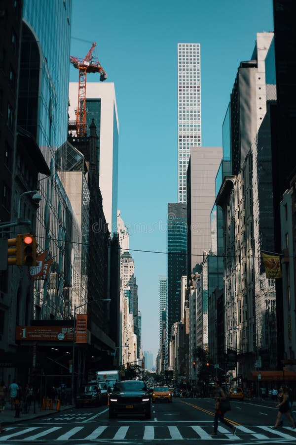 Vertical Shot of City Streets Surrounded by a Bunch of Skyscrapers ...