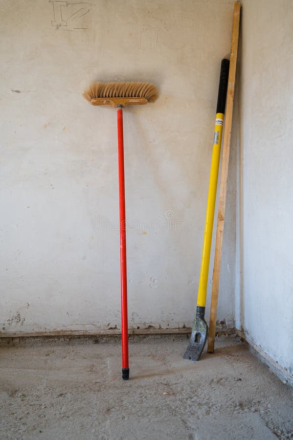 Vertical Shot of Cleaning Tools in the Renovation Construction Stock ...