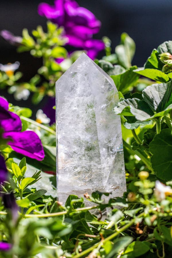 Vertical Shot of a Clear Beautiful Crystal Tower in a Bush Stock Photo ...
