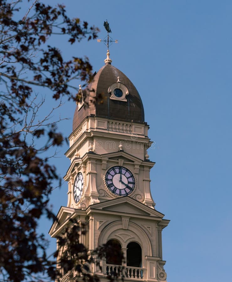 Vertical Shot of the Clock Tower in Gloucester, Massachusetts Stock ...