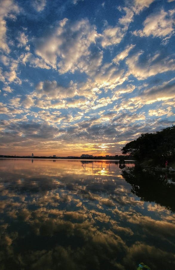 Vertical Shot of Cloud Reflection in the BTM Lake in Bangalore, India ...