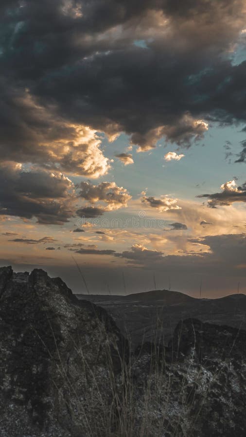 Vertical Shot of a Cloudy Sunset Over El Paso, Texas Stock Photo ...