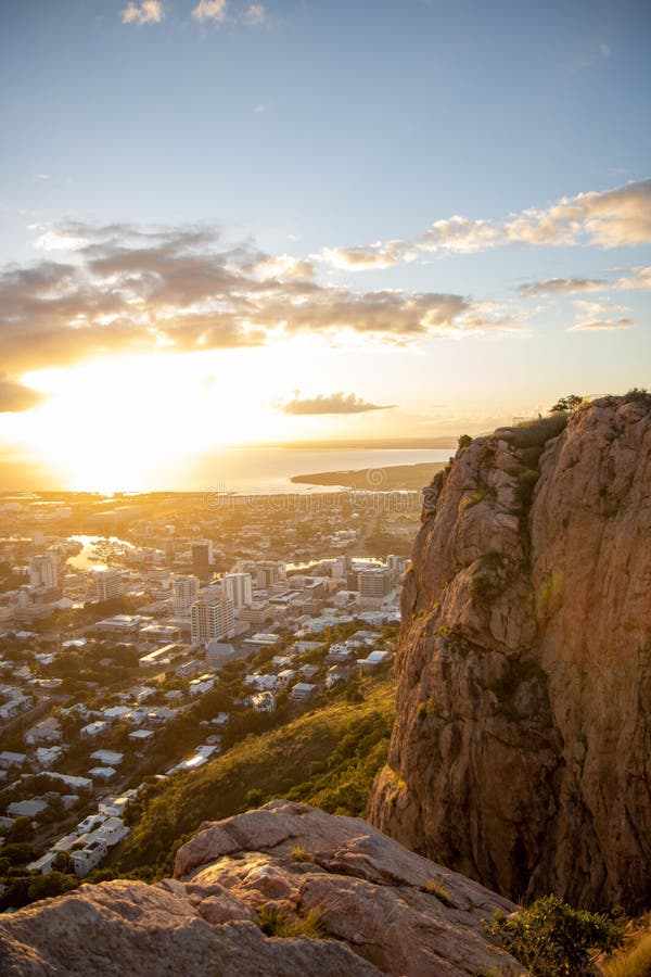 Vertical Shot of a Coastal Town on a Sunrise Stock Photo - Image of ...