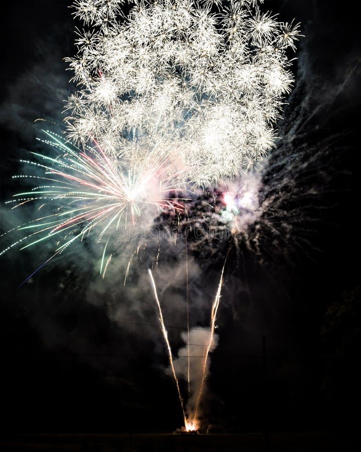 Vertical Shot of Colorful Exploding Fireworks for the 4th of July Stock ...