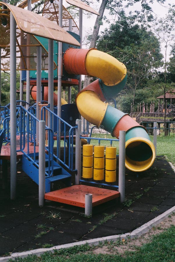 Vertical Shot of a Colorful Playground for Children Stock Image - Image ...