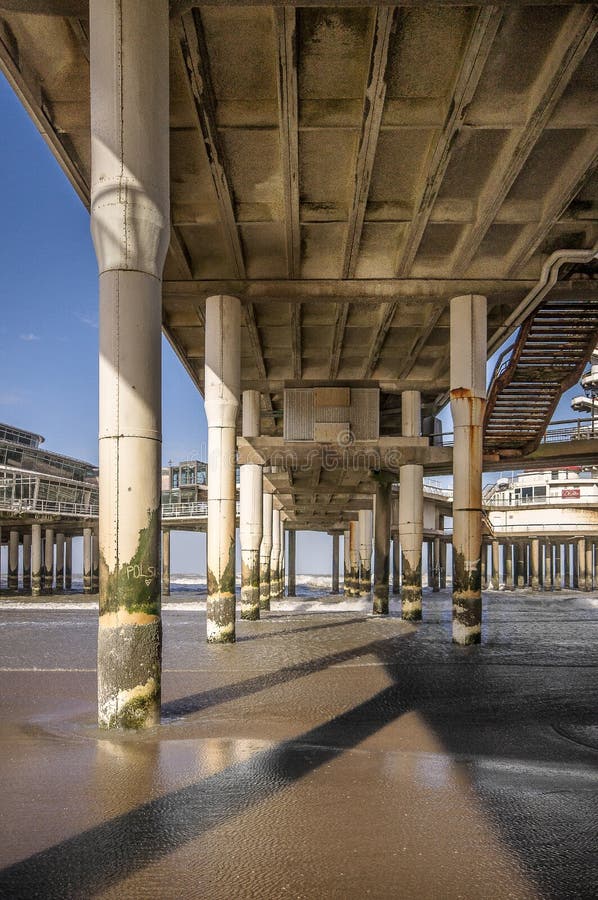 Vertical Shot of Columns Supporting a Bridge Stock Image - Image of ...