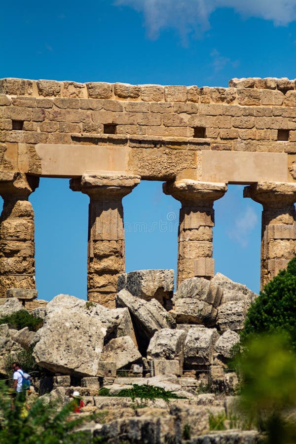 Vertical Shot of Columns of Temple E at Selinus in Sicily, Also Known ...