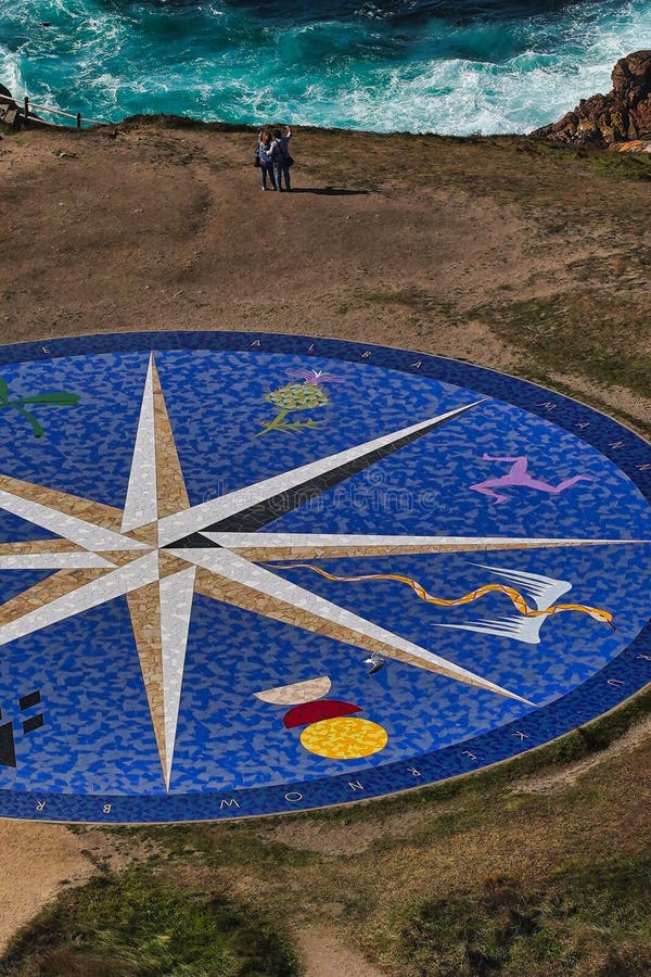 Vertical Shot of a Compass Painted on the Ground in Coruna.Galicia ...