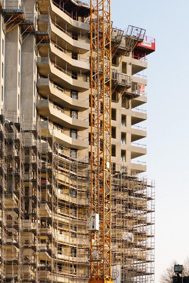 Vertical Shot of the Construction Process of a Big Building in Paris ...