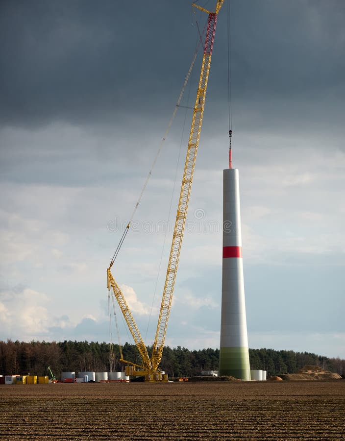 Vertical Shot of Construction Site for Wind Energy Turbine in Uetze ...