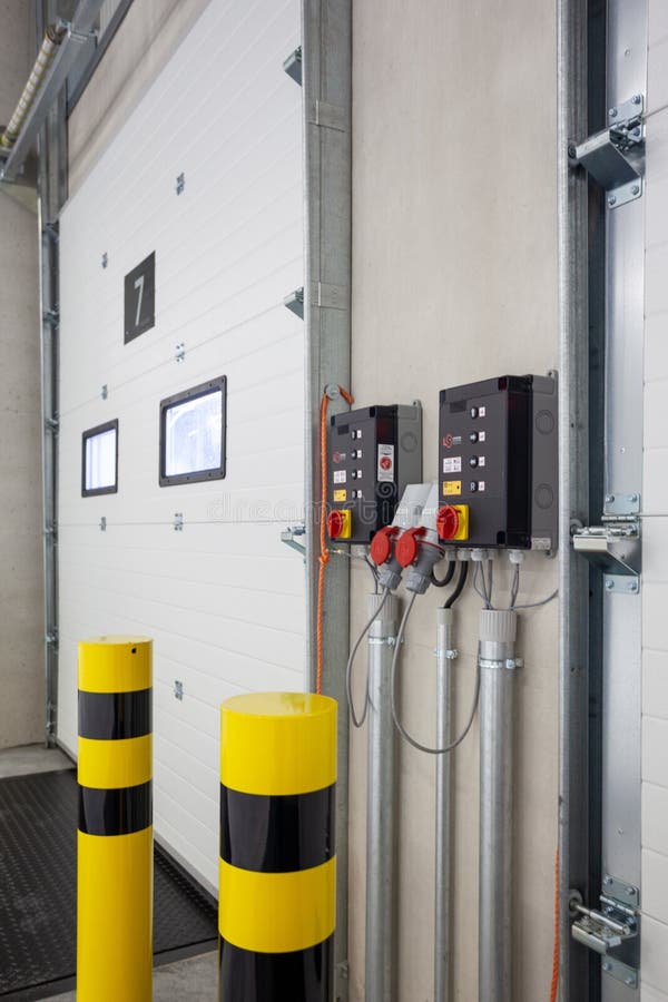 Vertical Shot of the Control Panels for Loading Bay Doors Inside a ...