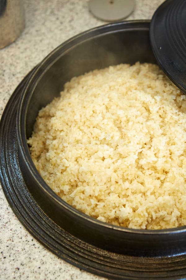 Vertical Shot of Cooked Brown Rice in a Pot. Stock Image - Image of ...