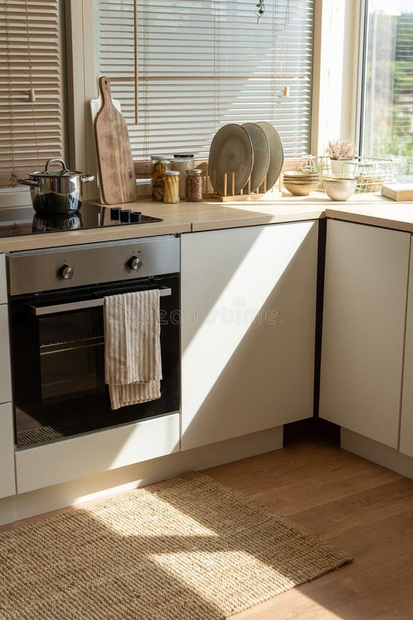 Vertical Shot of a Cozy Interior of a Modern Kitchen Stock Photo ...