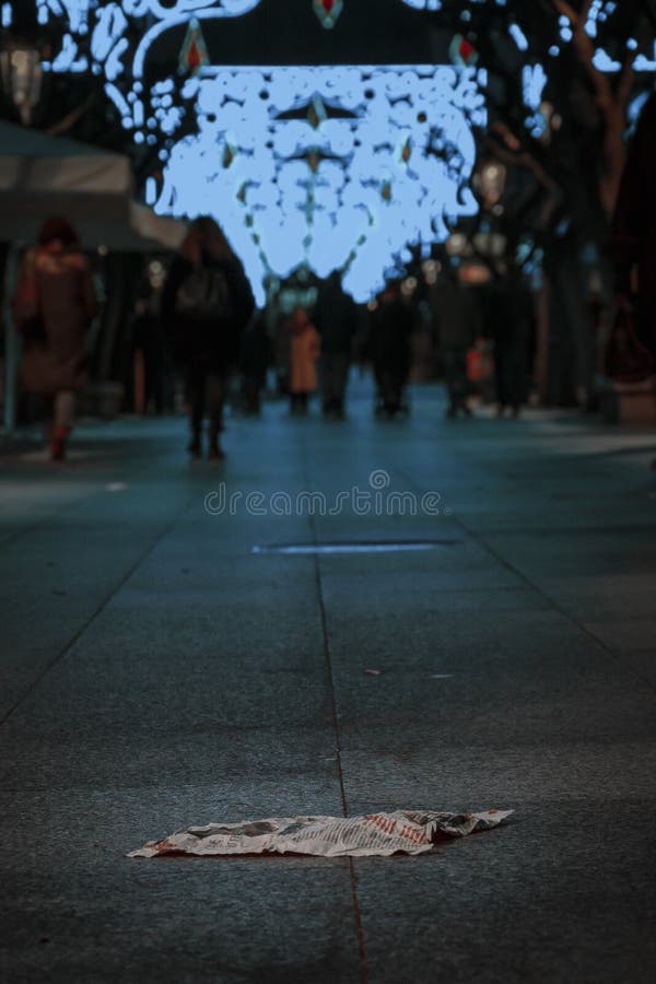 Vertical Shot of Crowded Street at Night Stock Image - Image of light ...