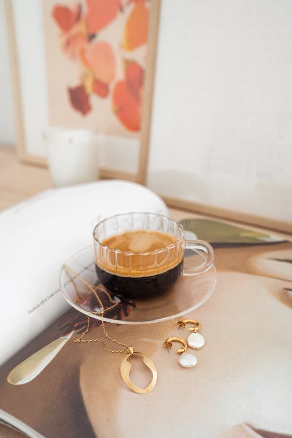 Vertical Shot of a Cup of Espresso Coffee Drink on the Table Stock ...
