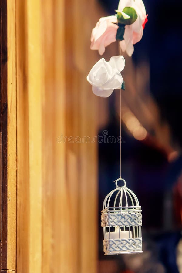 Vertical Shot of a Decorative Bird Cage Hanging from Above Stock Image ...