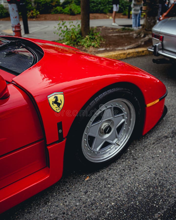 Vertical Shot of the Details of a Red Ferrari F40 Editorial Stock Photo ...
