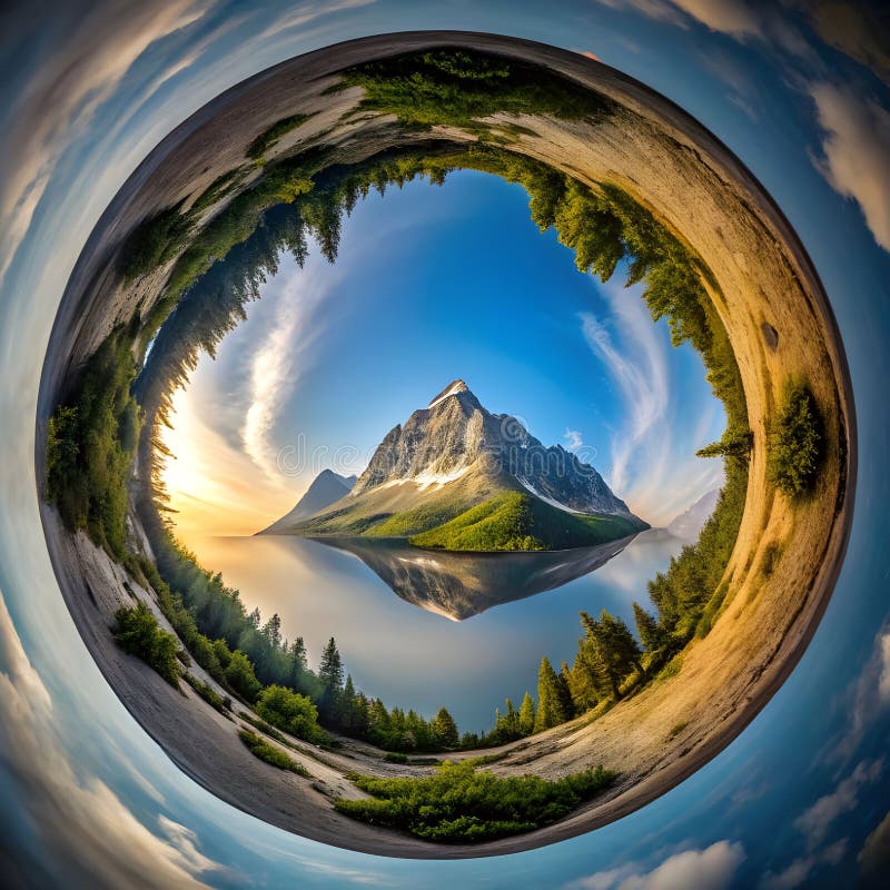 Vertical Shot of a Distorted Image of a Mountain Stock Illustration ...