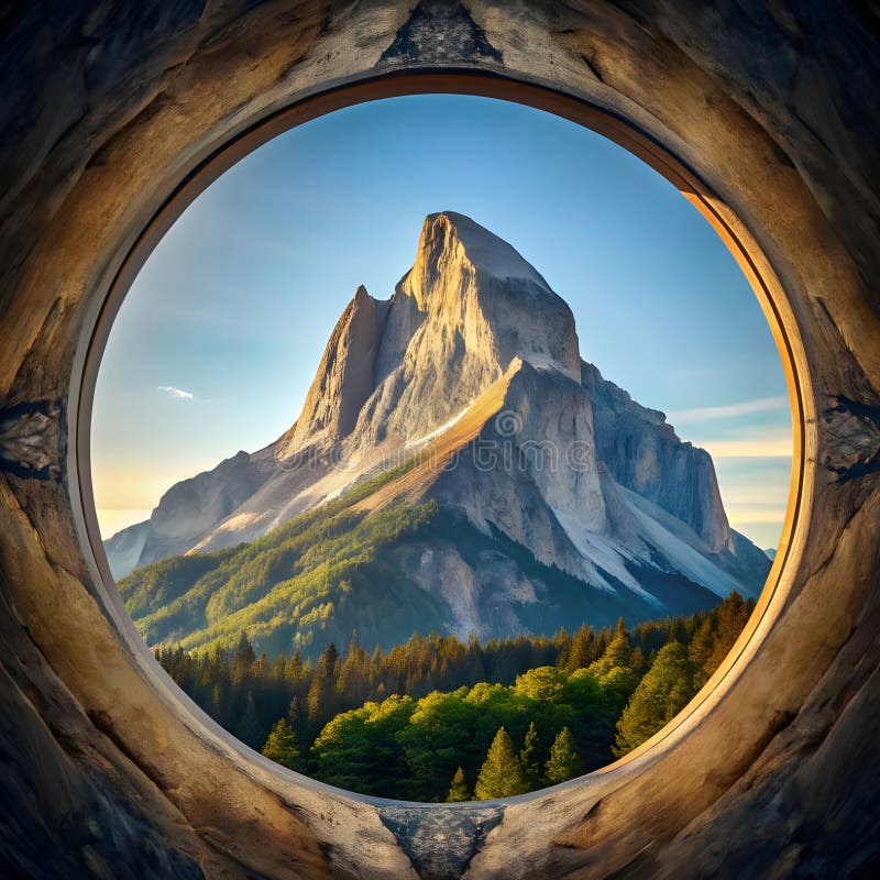 Vertical Shot of a Distorted Image of a Mountain Stock Illustration ...