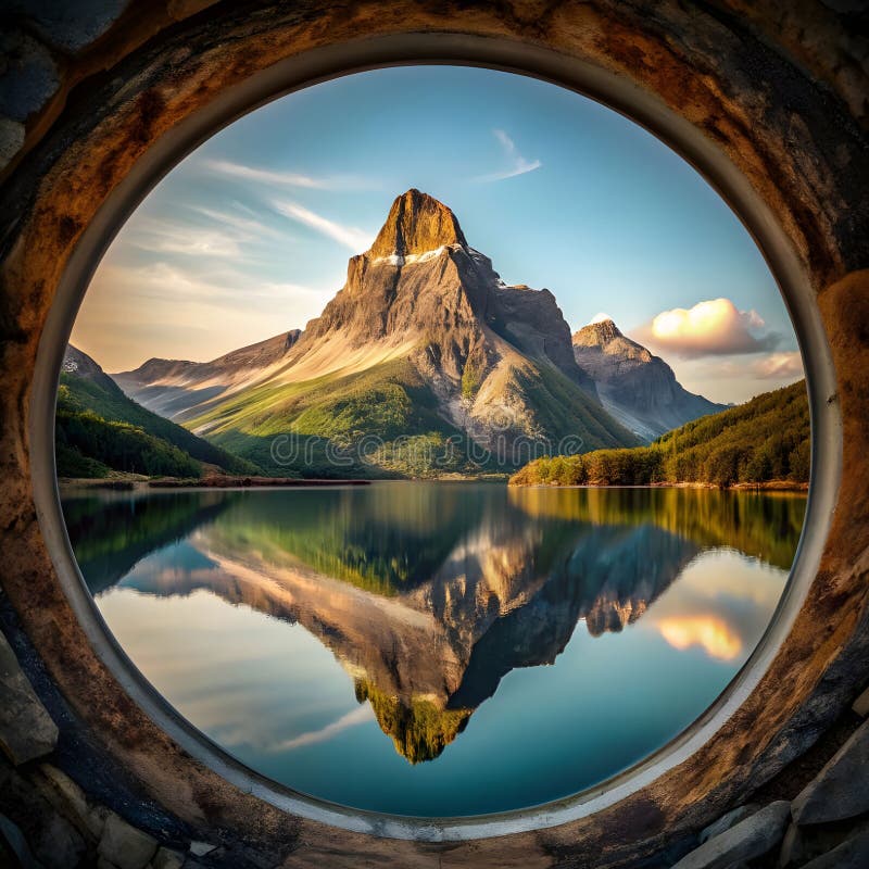 Vertical Shot of a Distorted Image of a Mountain Stock Illustration ...