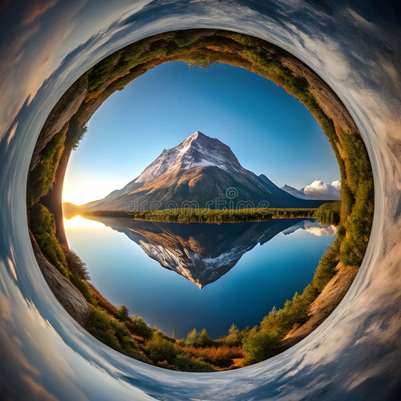 Vertical Shot of a Distorted Image of a Mountain Stock Illustration ...