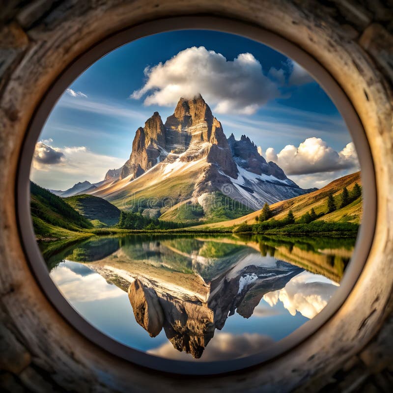 Vertical Shot of a Distorted Image of a Mountain Stock Illustration ...