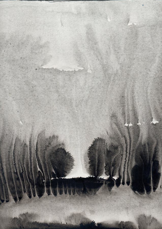 Vertical Shot of a Drawing of a Landscape with Trees Stock Illustration ...