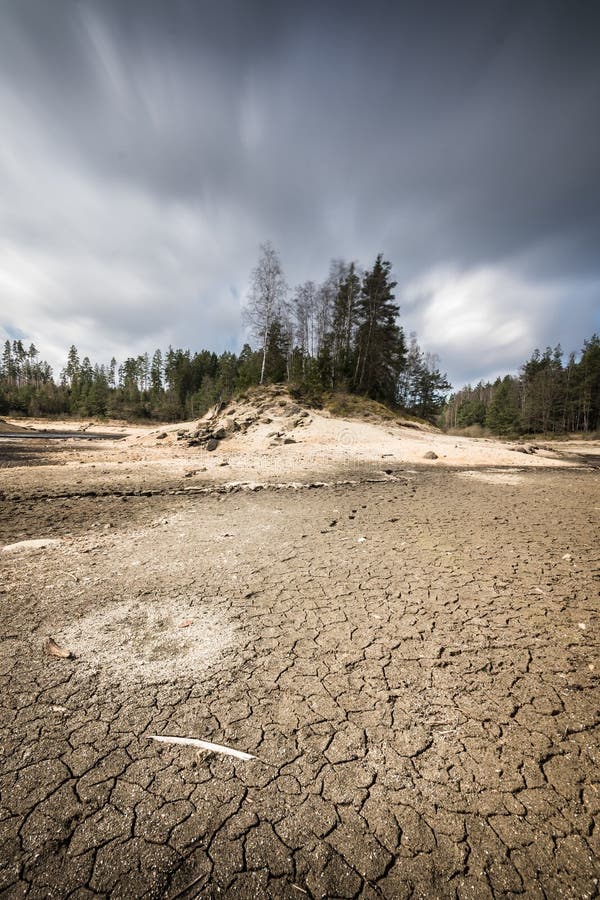 Vertical Shot of a Dried-up Lake in a Droughted Area Stock Photo ...