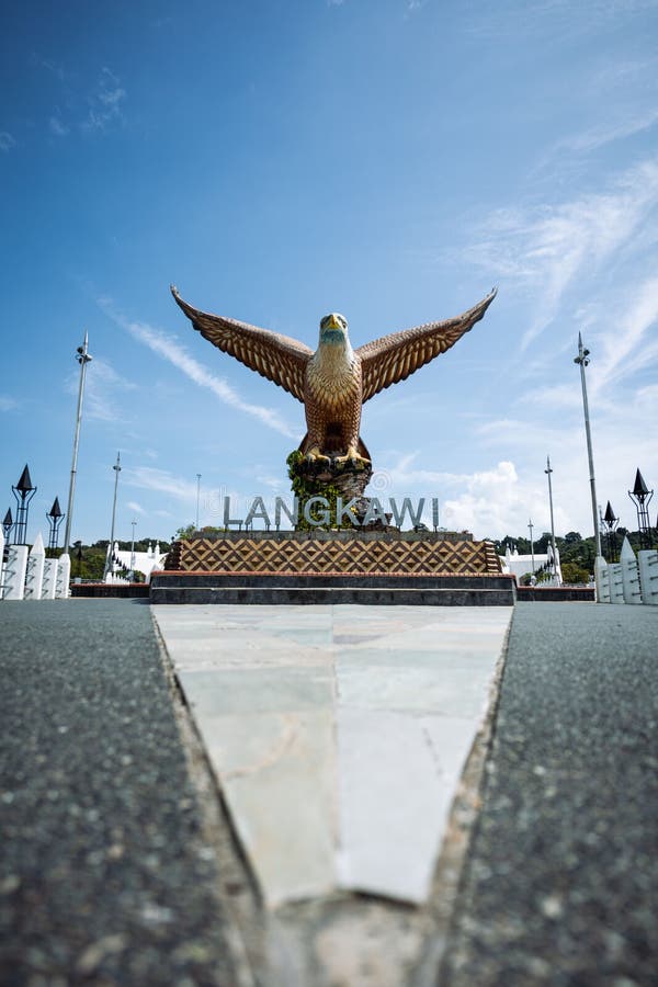 Vertical Shot of the Eagle Statue Symbol at Dataran Lang in Langkawi ...