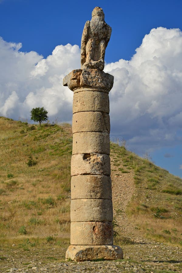 Vertical Shot of the Eagle-topped Column in Karakus Tumulus, Turkey ...